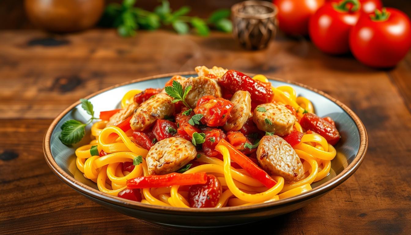 Easy Chicken and Italian Sausage Recipes with Pasta in 25 Minutes
