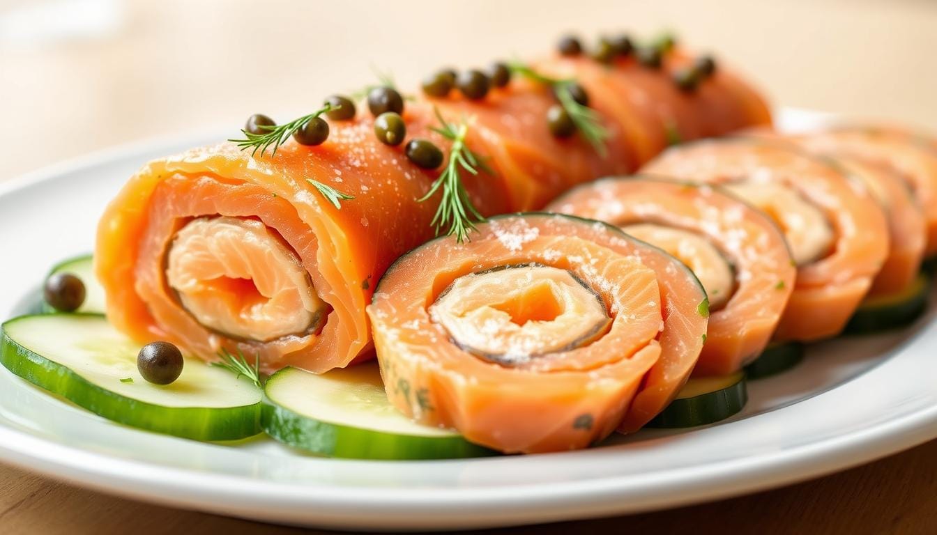 Easy Smoked Salmon Roulade on Cucumber Chatelaine Recipe